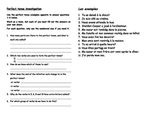 Perfect tense investigation lesson - French | Teaching Resources