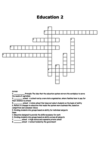 Sociology key word activities for crime, education and families ...