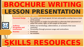 BROCHURE WRITING LESSON PRESENTATION | Teaching Resources