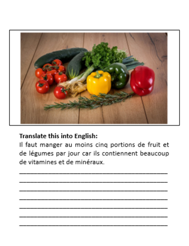 Healthy living - advice and reasons (French) | Teaching Resources