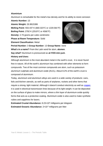 KS3 Unit 8F Chemistry - The Atom (8a Atom, 8b Chemical prop, 8c ...