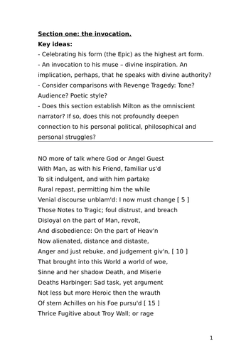 A level English - Paradise Lost Books 9-10 Full revision notes ...