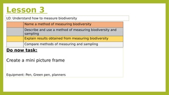 Measuring Biodiversity (indoors) Outstanding Lesson Observation ...