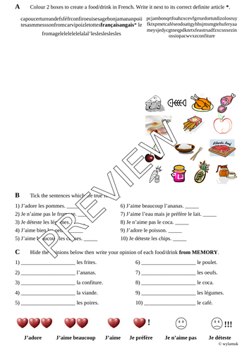 Food and Drink (linked to using the definite and partitive articles ...