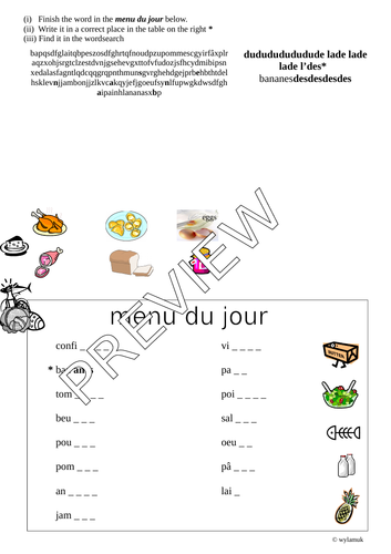 Food and Drink (linked to using the definite and partitive articles ...