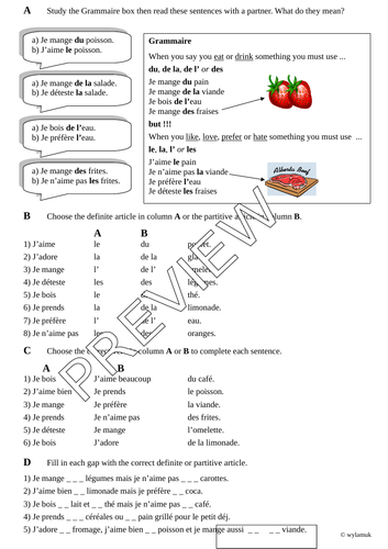 Food and Drink (linked to using the definite and partitive articles ...