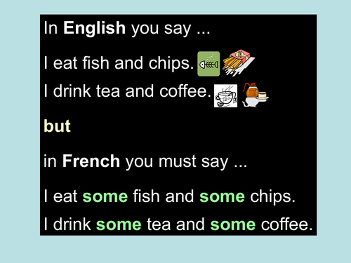 Food and Drink (linked to using the definite and partitive articles ...