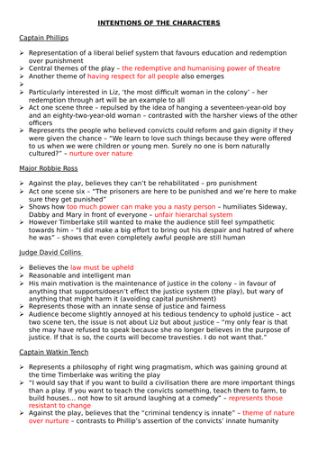 Our Country's Good - Character and Scene Analysis | Teaching Resources