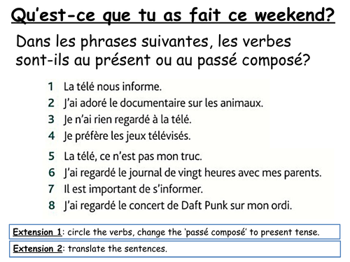 GCSE AQA Qu’est-ce que tu as fait ce weekend | Teaching Resources