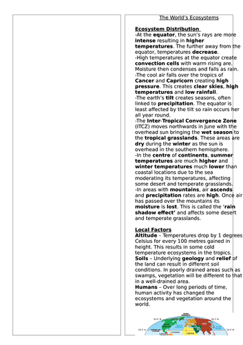 EdExcel A GCSE Geography 1-9 - Ecosystems, Biodiversity & Management ...