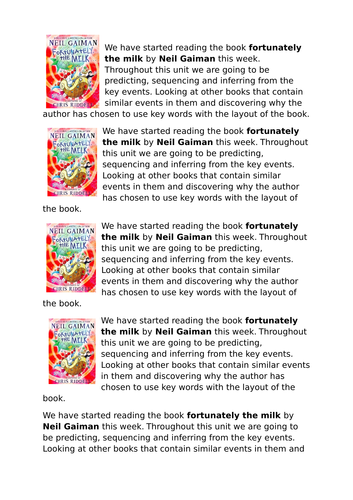 Guided reading planning - 2 Weeks based on Neil Gaiman Fortunately the ...
