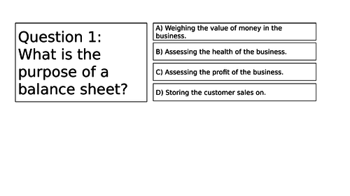 BTEC Business Finance Unit 2 Balance Sheet | Teaching Resources