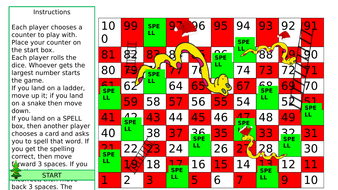 Christmas Spelling Snakes and Ladders | Teaching Resources