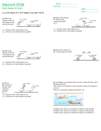 Motion - Relative MOTION – (Relative Velocity) – Quick Review for Exam ...
