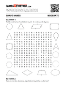 Maths Word Search with something extra (Names of Shapes) | Teaching ...