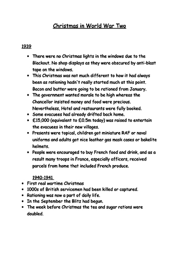 WW2 Wartime Christmas | Teaching Resources