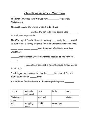 WW2 Wartime Christmas | Teaching Resources