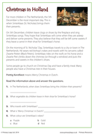 Reading Comprehension - Christmas in Holland | Teaching Resources