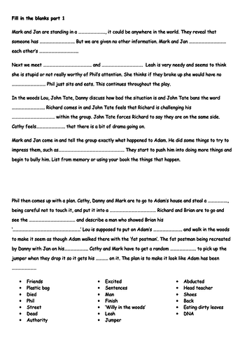 DNA Dennis Kelly revision | Teaching Resources