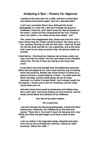 Flowers for Algernon - Daniel Keyes (Short Story) Unit of Work ...