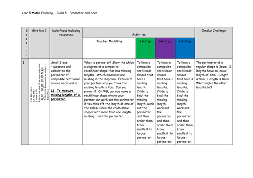 Year 5 WRM Block 5 - Perimeter and Area | Teaching Resources