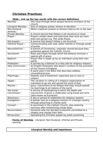 Religious Studies AQA GCSE A Work booklet -Christianity & Islam | Teaching Resources