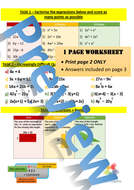 Factorising ( Single Brackets ) - FULL LESSON | Teaching Resources
