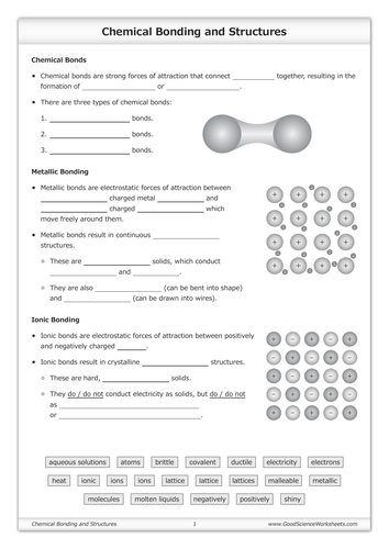 Chemical Bonding and Structures [Worksheet] | Teaching Resources