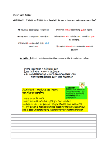 Spanish KS3 - Family description and comparisons BUNDLE - Observation ...