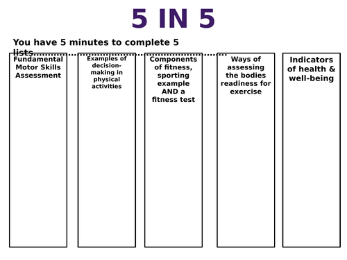 5 LISTS IN 5 TEMPLATE & EXAMPLE | Teaching Resources
