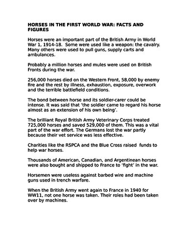 War Horse (playscript) | Teaching Resources