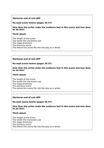 War Horse (playscript) | Teaching Resources