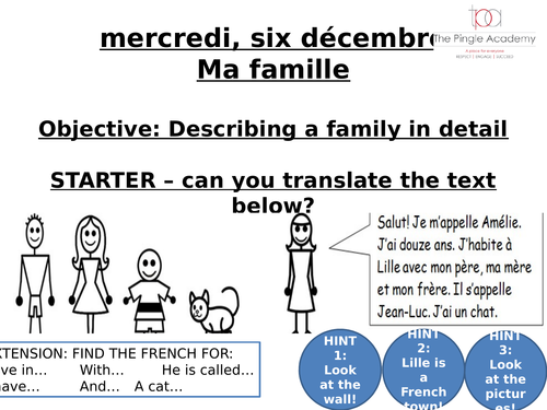 MA FAMILLE EXPANDING YOUR WRITING/SPEAKING STICK FAMILY | Teaching ...