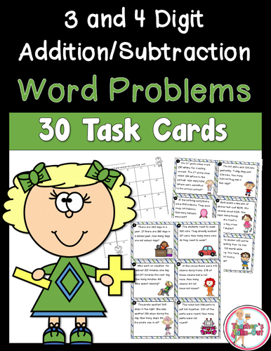 Word Problems Using 3 and 4-Digit Addition/Subtraction | Teaching Resources