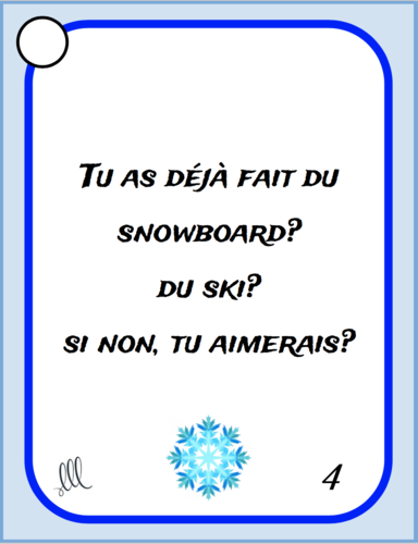 French Winter Question Cards - 30 French Winter Speaking Prompts - L ...