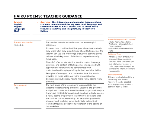 Haiku Poems! | Teaching Resources