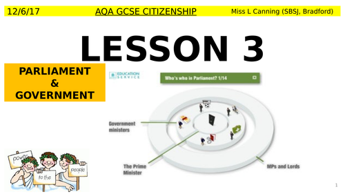Parliament & Governmnet lesson-AQA GCSE Citizenship | Teaching Resources