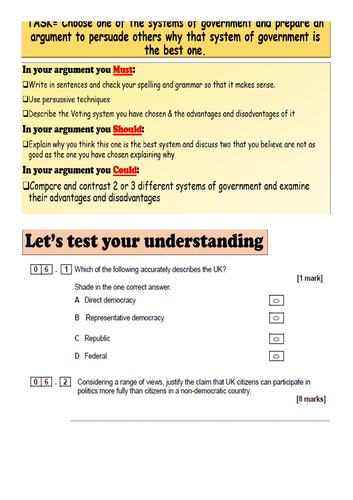 AQA GCSE citizenship Theme 3 Politics & Participation | Teaching Resources