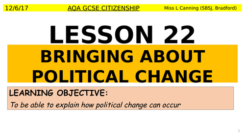 AQA GCSE citizenship Theme 3 Politics & Participation | Teaching Resources