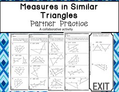 Similar Triangles Partner Practice | Teaching Resources