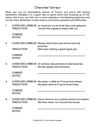 Cherchez l'erreur - Identify and correct common mistakes in French ...