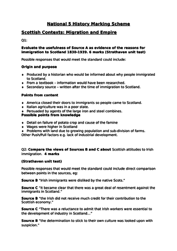 National 5 History Prelim and Marking Scheme | Teaching Resources