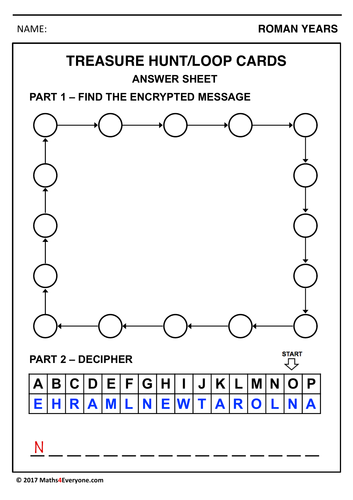 Roman Numerals, Years (Treasure Hunt) | Teaching Resources