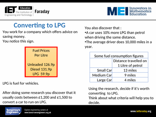 Is it worth converting to LPG? Fuel efficiency | Teaching Resources