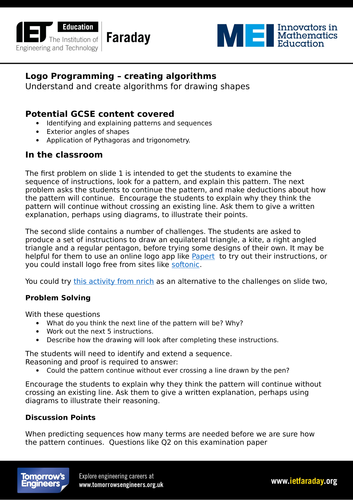 Logo programming - creating algorithms | Teaching Resources