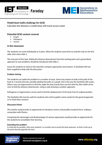 Model boat maths challenge for GCSE | Teaching Resources