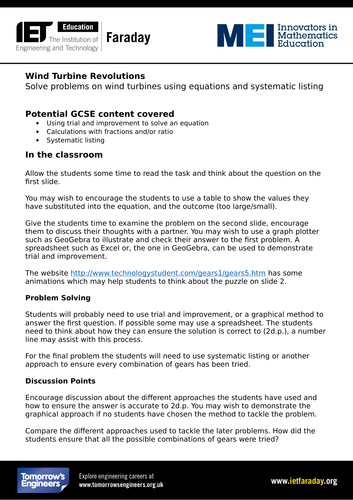 Wind turbine calculations | Teaching Resources