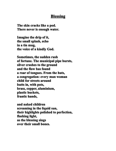 Blessing by Imtiaz Dharker | Teaching Resources