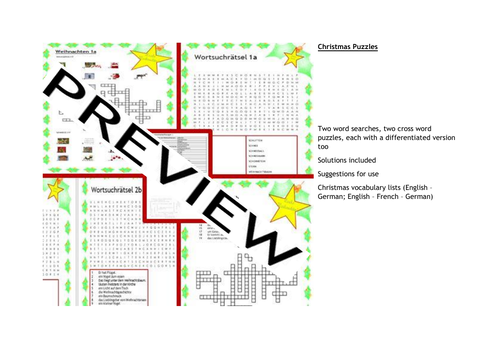 Christmas German Puzzles | Teaching Resources