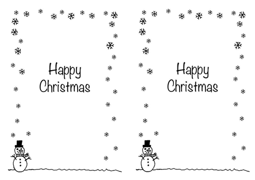 Christmas card insert - snowman design - A5 2 up on a page - portrait ...
